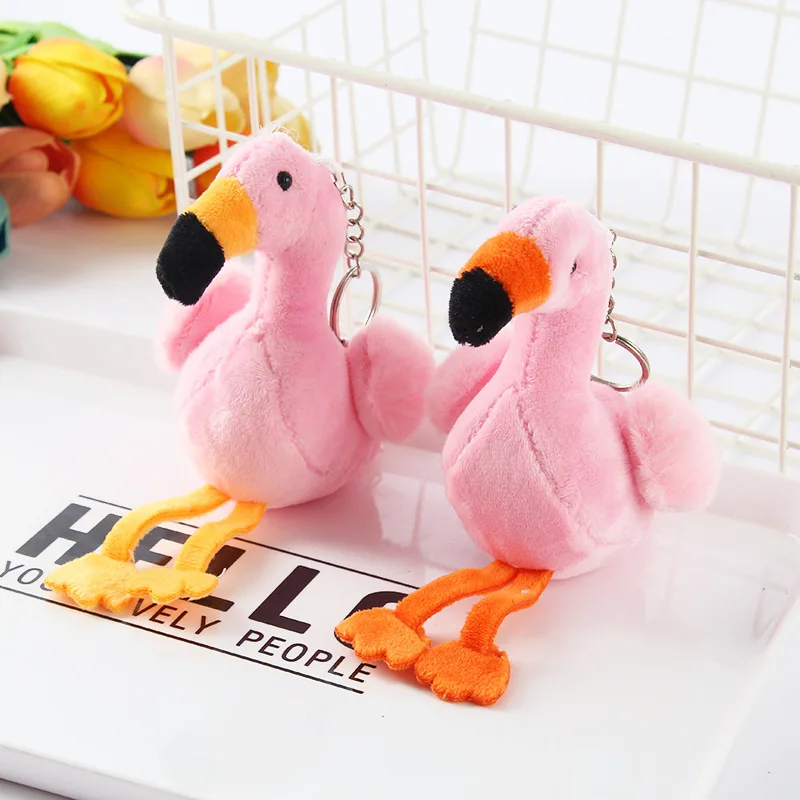 Custom Fluffy Plush Keychain Flamingo Stuffed Toy Keychains Ornaments ...