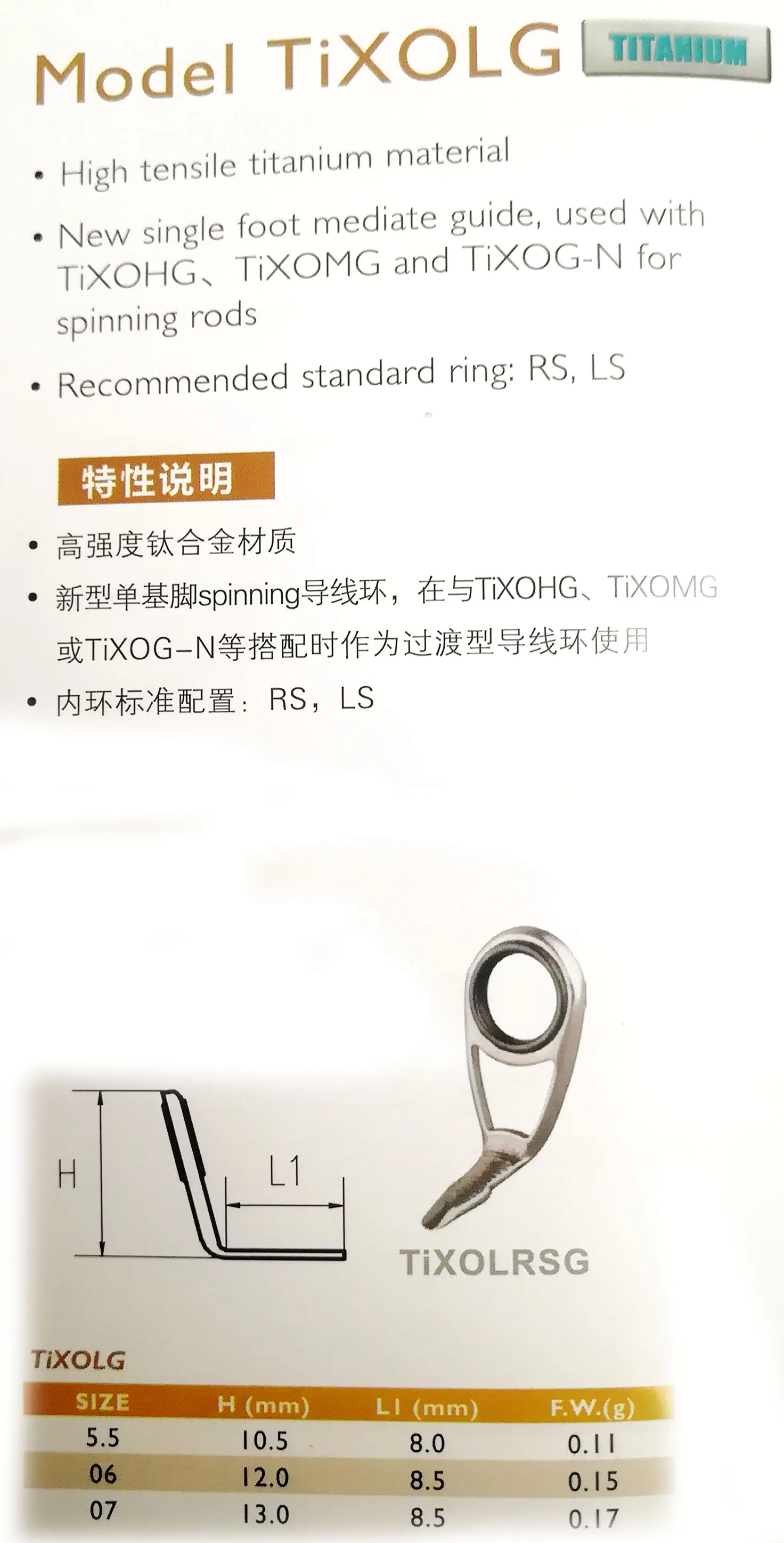 Seaguide Tixolg Titanium Single Foot Sic Ring For Spinning Fishing Rod ...