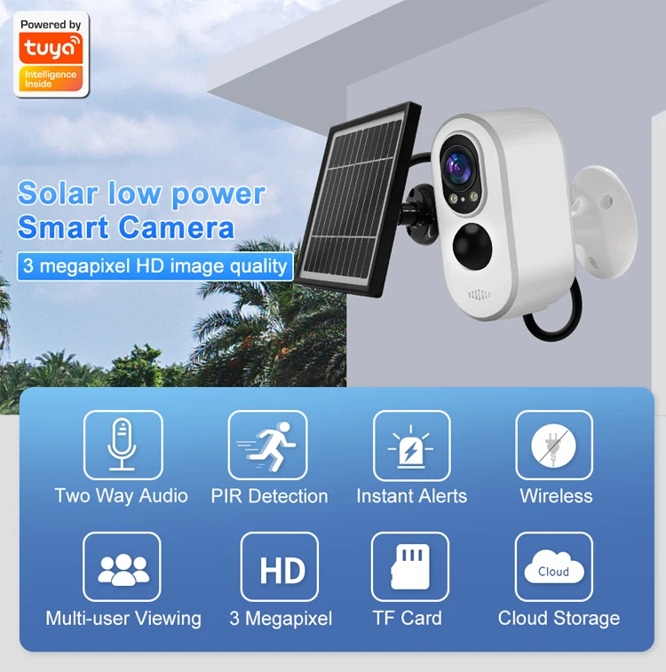 Indoor Outdoor Battery Security Camera Wifi 3MP PIR Human Detection ...