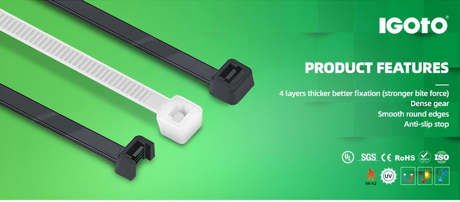 Igoto Eco-Friendly Wire Tie Wrap Plastic Nylon Fastener