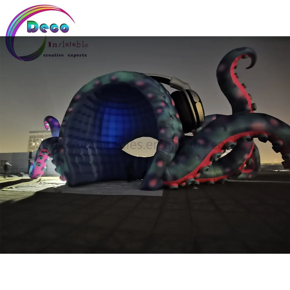 10 M Wide Inflatable Octopus Stage with LED Lights for Events