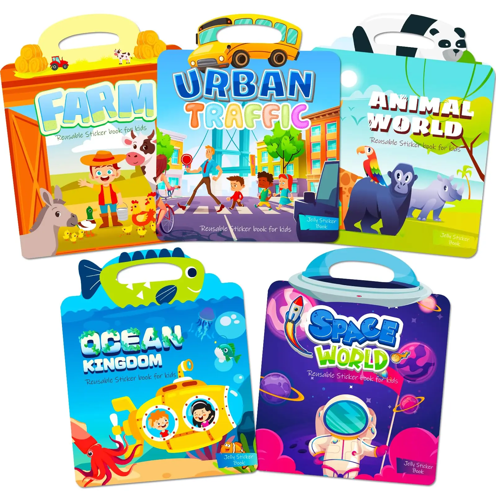 5 Reusable Cartoon Style Sticker Books for Kids Busy Activity Toy for ...