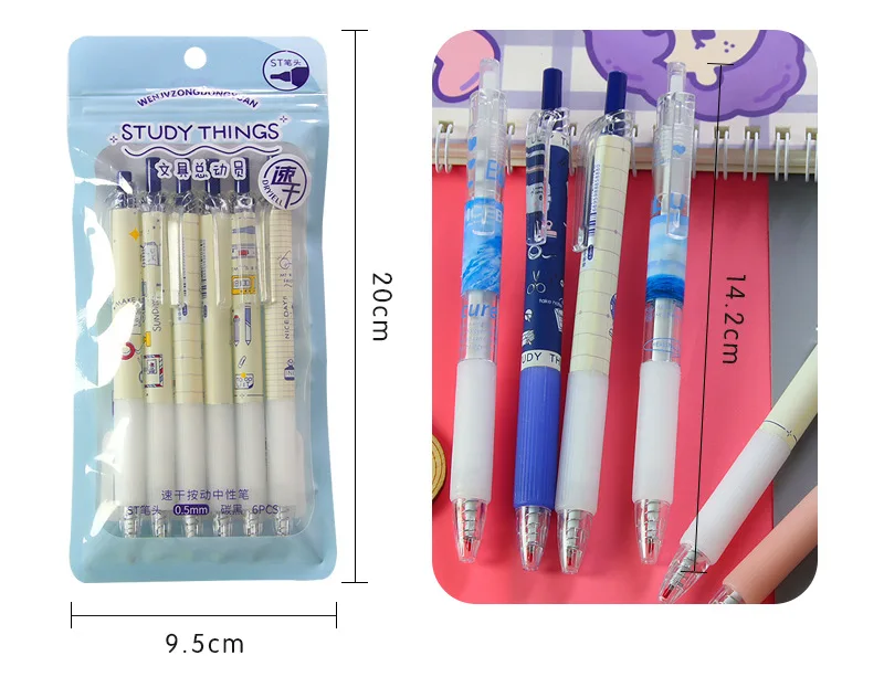 Cartoon Neutral Pen Set 6 Sheets Creative Gel Pen Student Writing ...