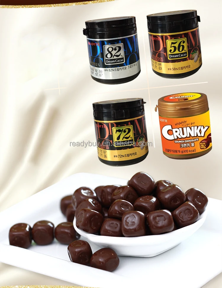 Korean Lotte Black Chocolate Cube 90g Exotic Snack With 56% Cocoa Beans ...