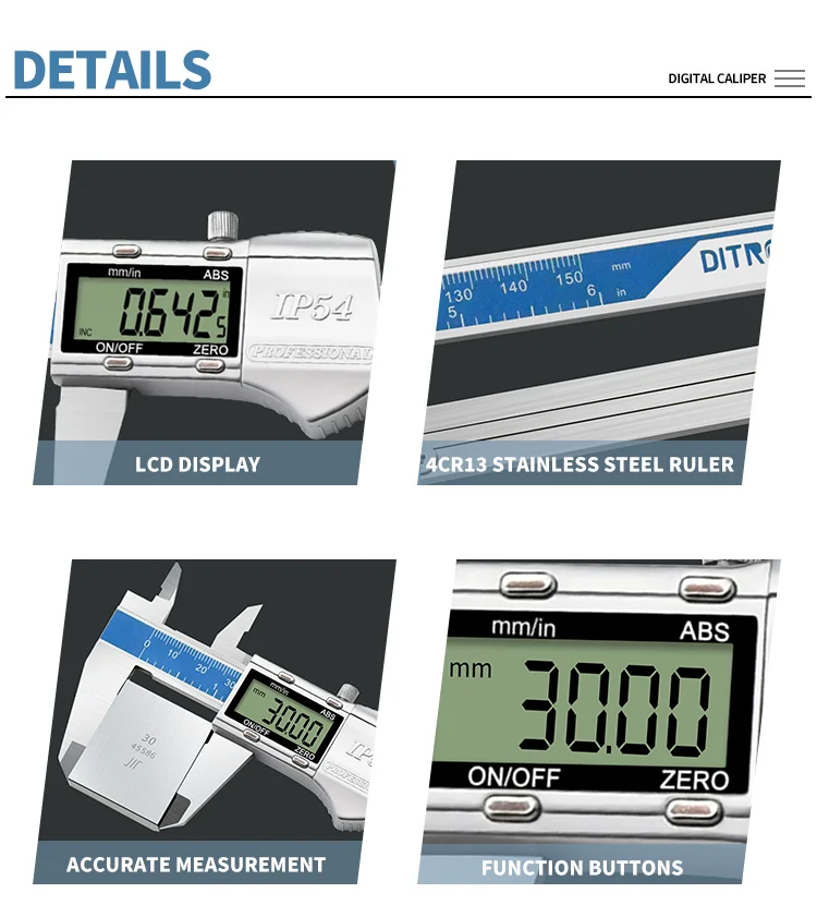 0-150mm/6'' Ip 54 Vernier Digit Caliper Electronic Calipers Ruler ...
