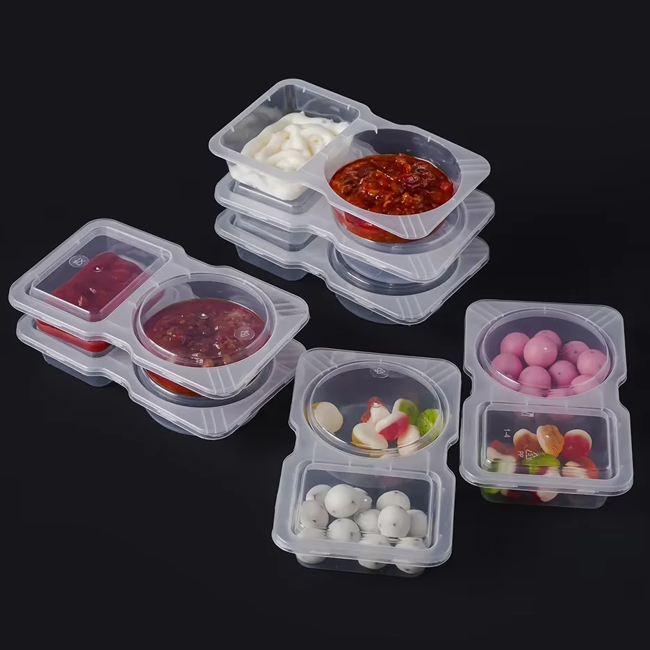 Double Compartment Transparent Dressing Containers Reusable Stackable ...
