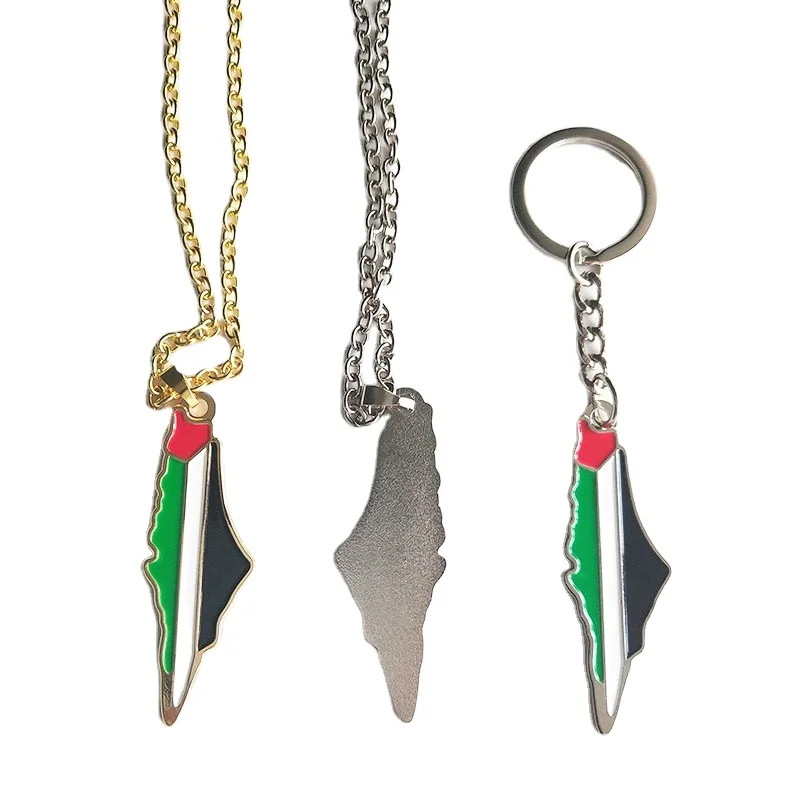 Custom Metal Palestine Flag Pin Map Shape Brooch Soft Enamel Palestine ...