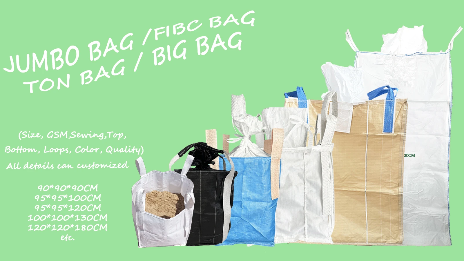 Building Garbage Bag Sand 1000kg Super Sack pp Woven Custom Oem Empty ...