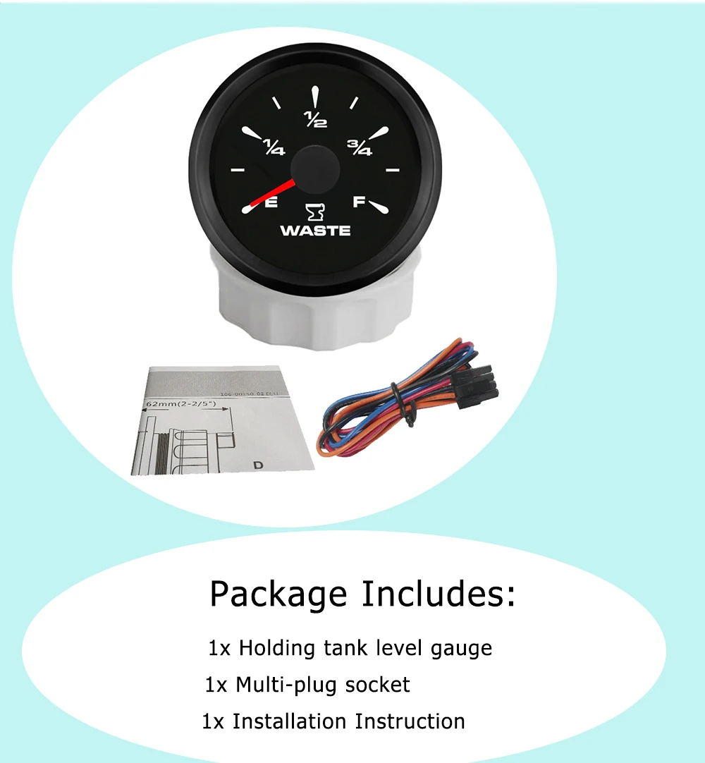 Eling 52mm Holding Tank Level Gauge Sewage Meter 0-190ohm 240-33ohm ...