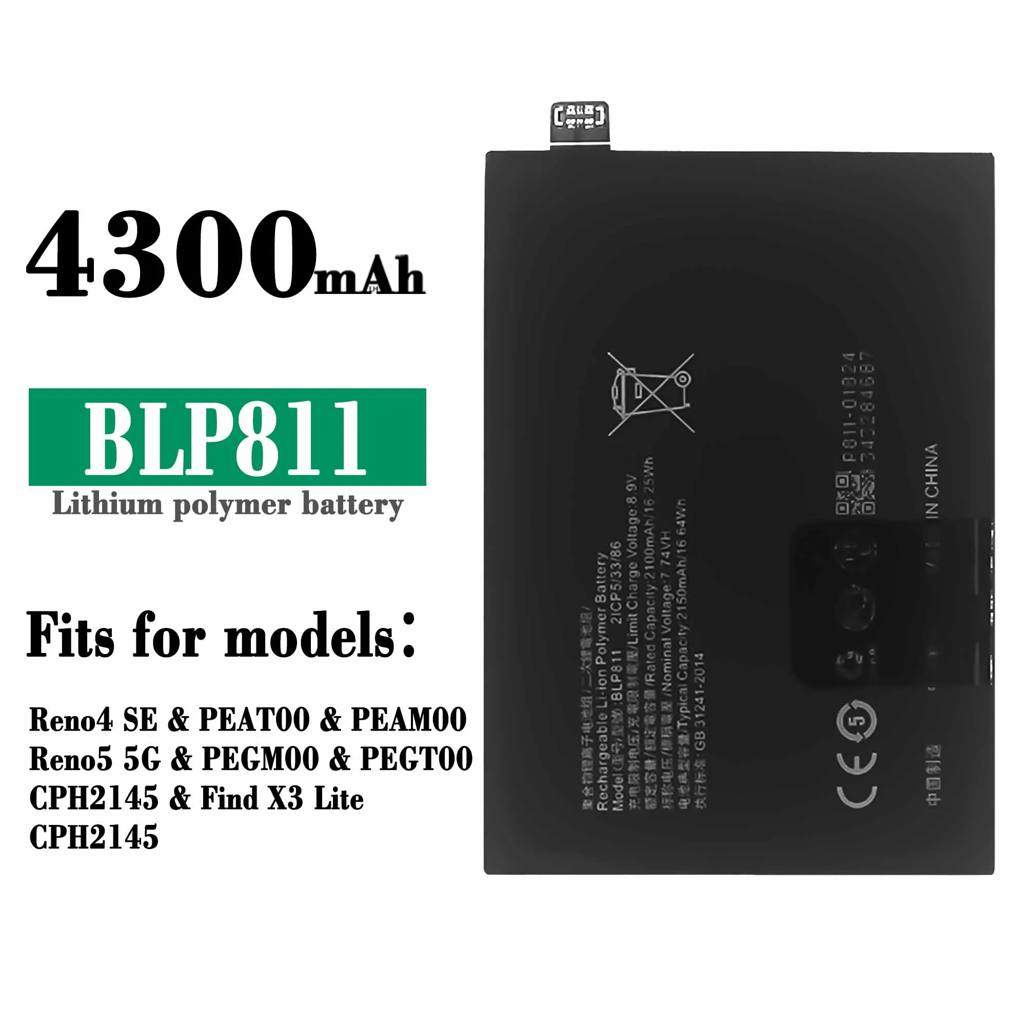 BLP811 Battery - Original Li-Ion for OPPO Reno4 SE & Find X3 Lite