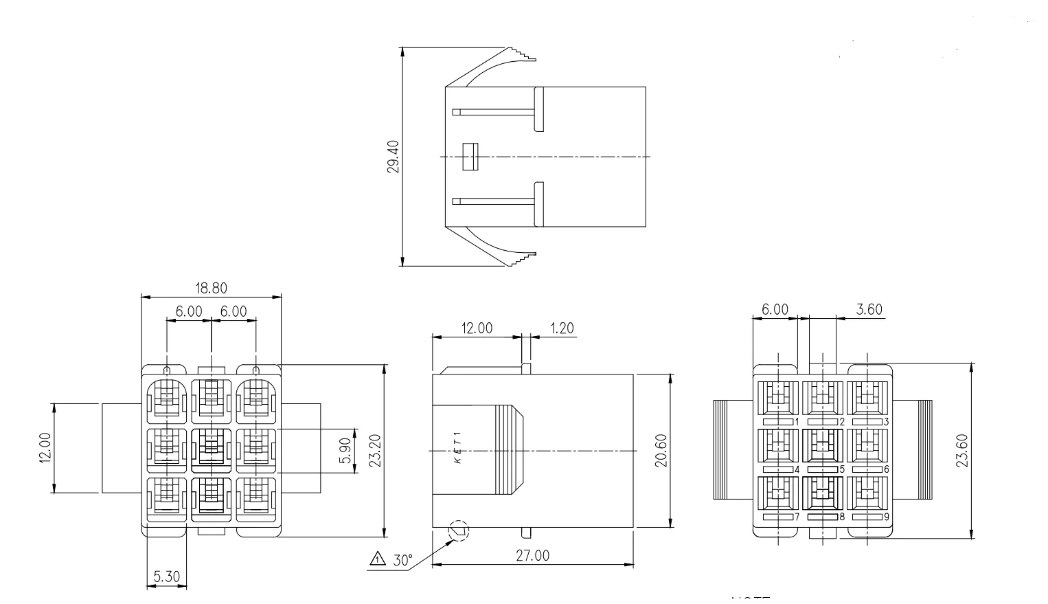Equivalent KET CONNECTOR 9 PIN CONNECTOR MG620235 MATCH CONNECTOR ...