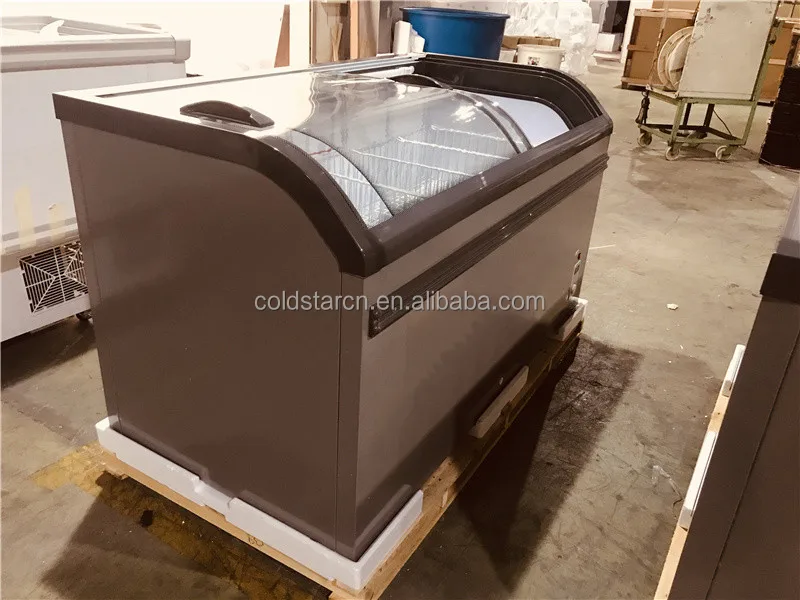 Glass Top Open Door Ice Cream Fridge Freezer Chest For Convenience ...