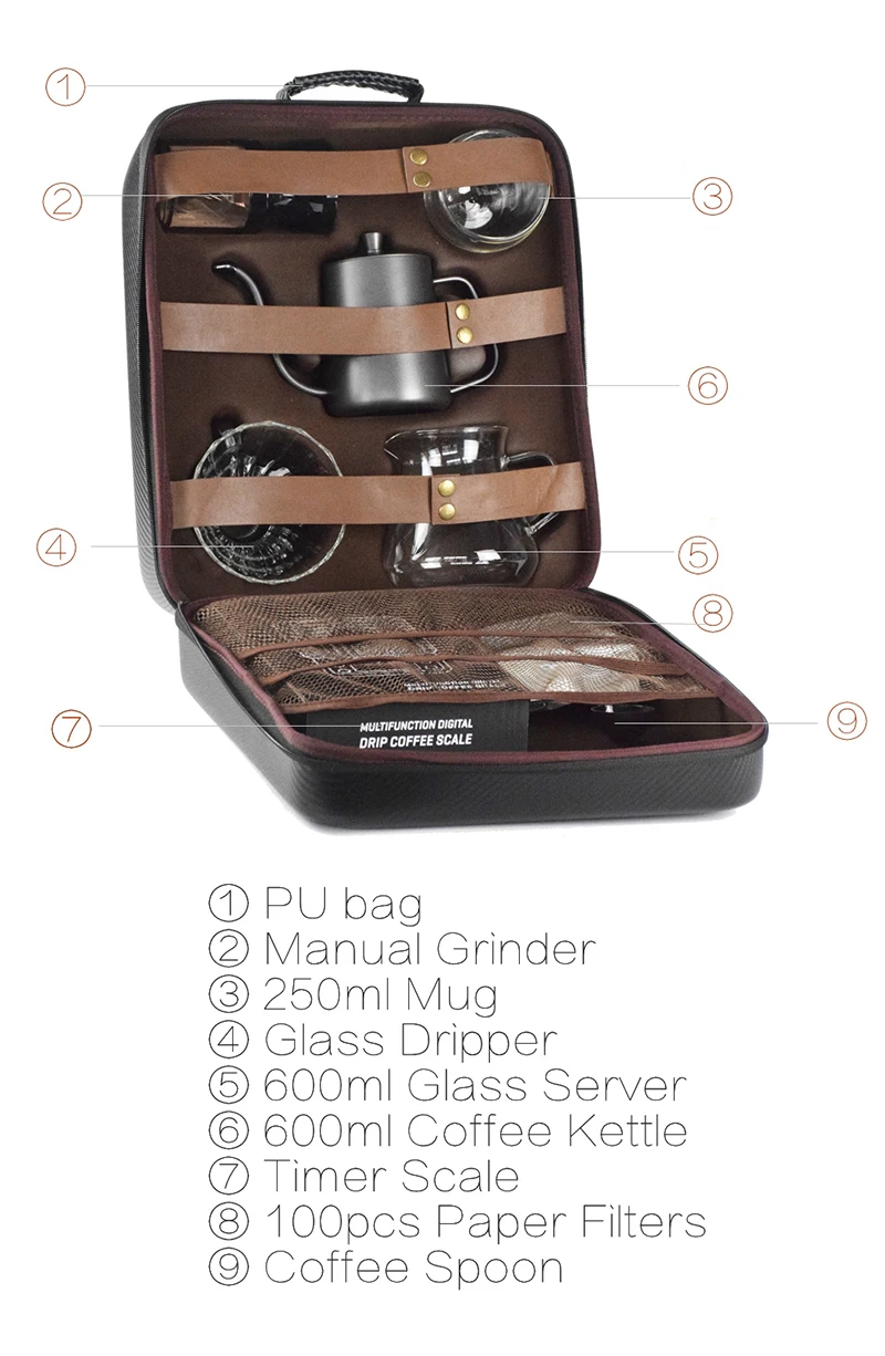 V Shaped 60 Barista Coffee Set With Pour Over Kettle & Manual Coffee ...