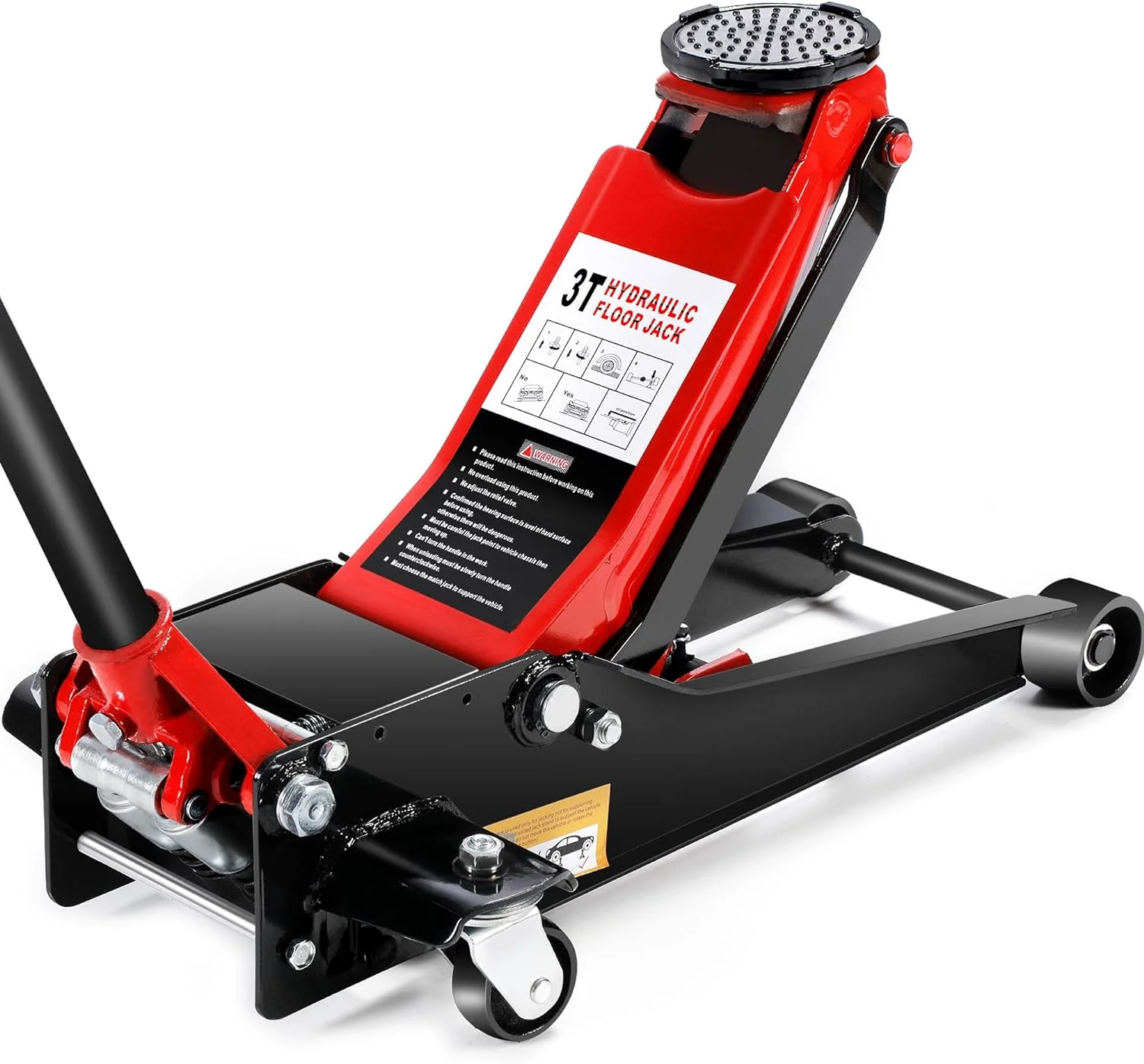 3 Ton Heavy Duty Steel Floor Jack - Low Profile Hydraulic