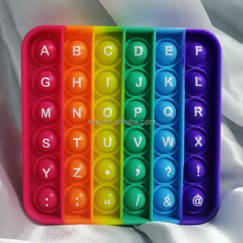 Waterproof Rainbow Square Sensory Fidget Toy Gift Alphabet