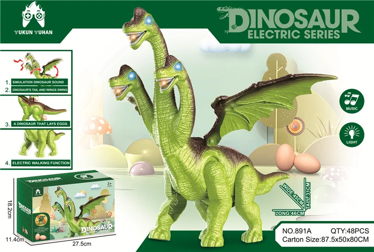New Style Kids Boys Plastic Three Headed Dragon Dinosaur Toy with ...