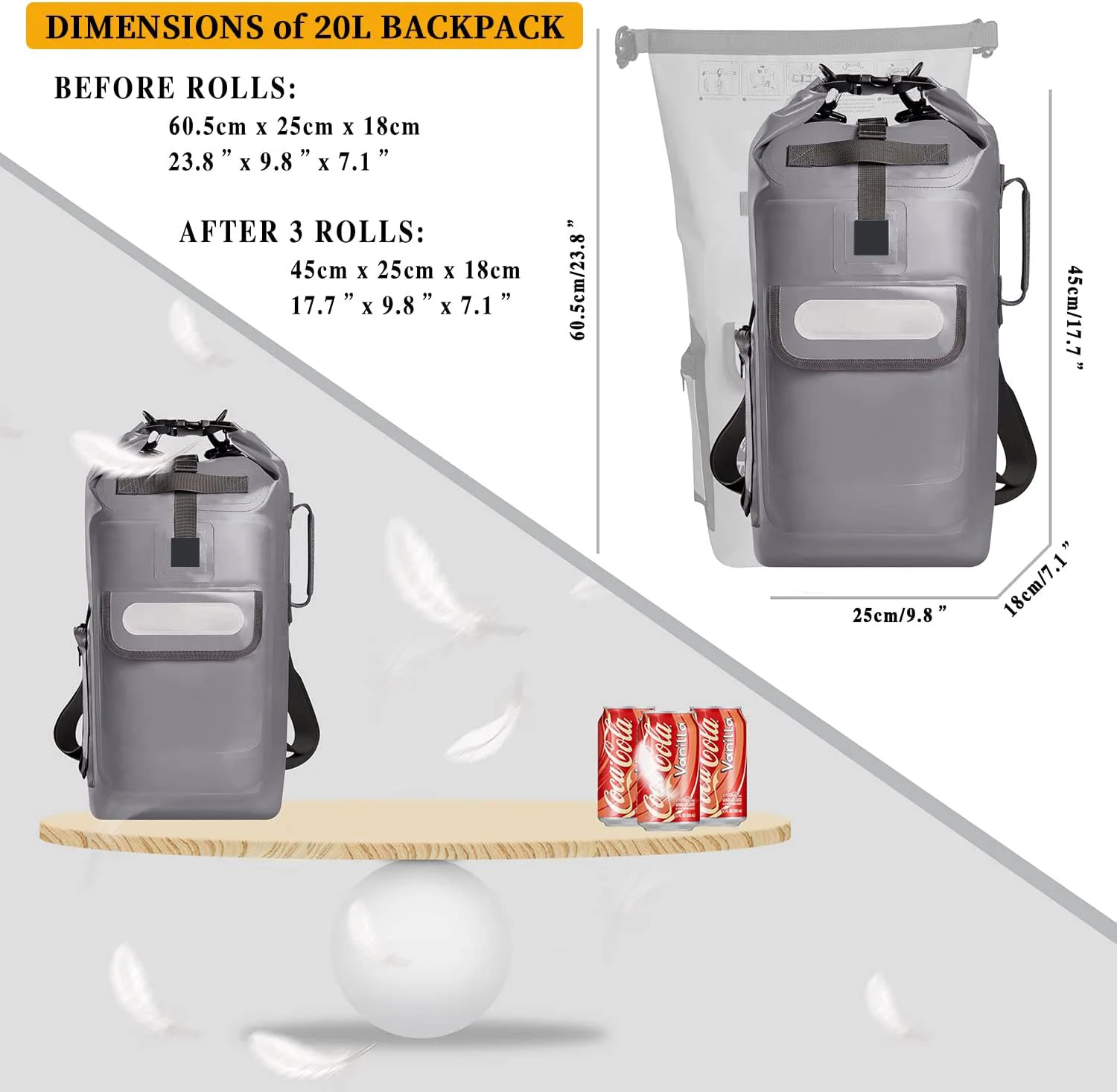 Hispeed Fishing Backpack Dry Bag Pvc Roll Up Boating Hiking Waterproof ...