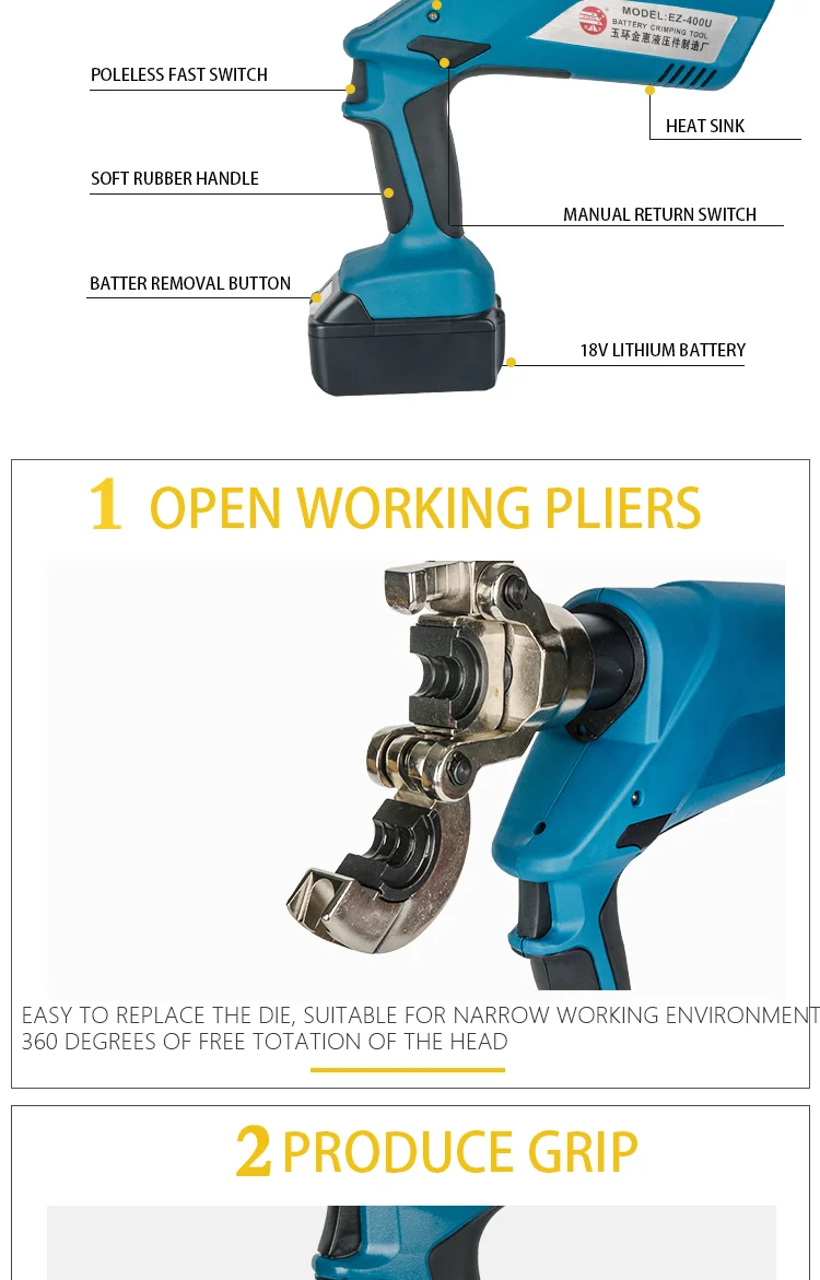 Ez-1632 Battery Pipe Pressing Tool For Steel,Stainless Steel,Pvc,Pex ...
