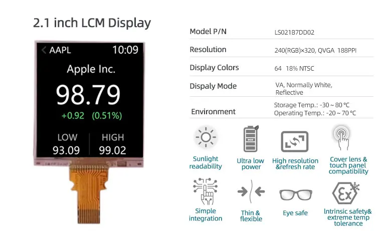Original LS018B7DH02 Sharp Original Pantalla LCD MIP de 1,8 pulgadas ...