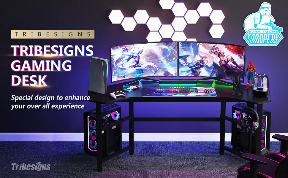 Tribesigns Ergonomic Gaming Desk - Stylish & Functional