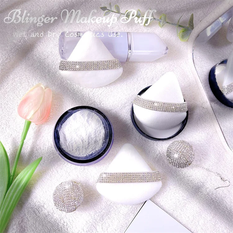 Triangle Powder Puff With Diamond Mini Face Makeup Sponge Cosmetics ...