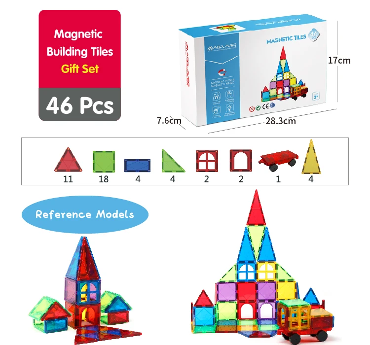 Creative Magnet Tiles Children's Block Bricks Construct Toy Castle ...