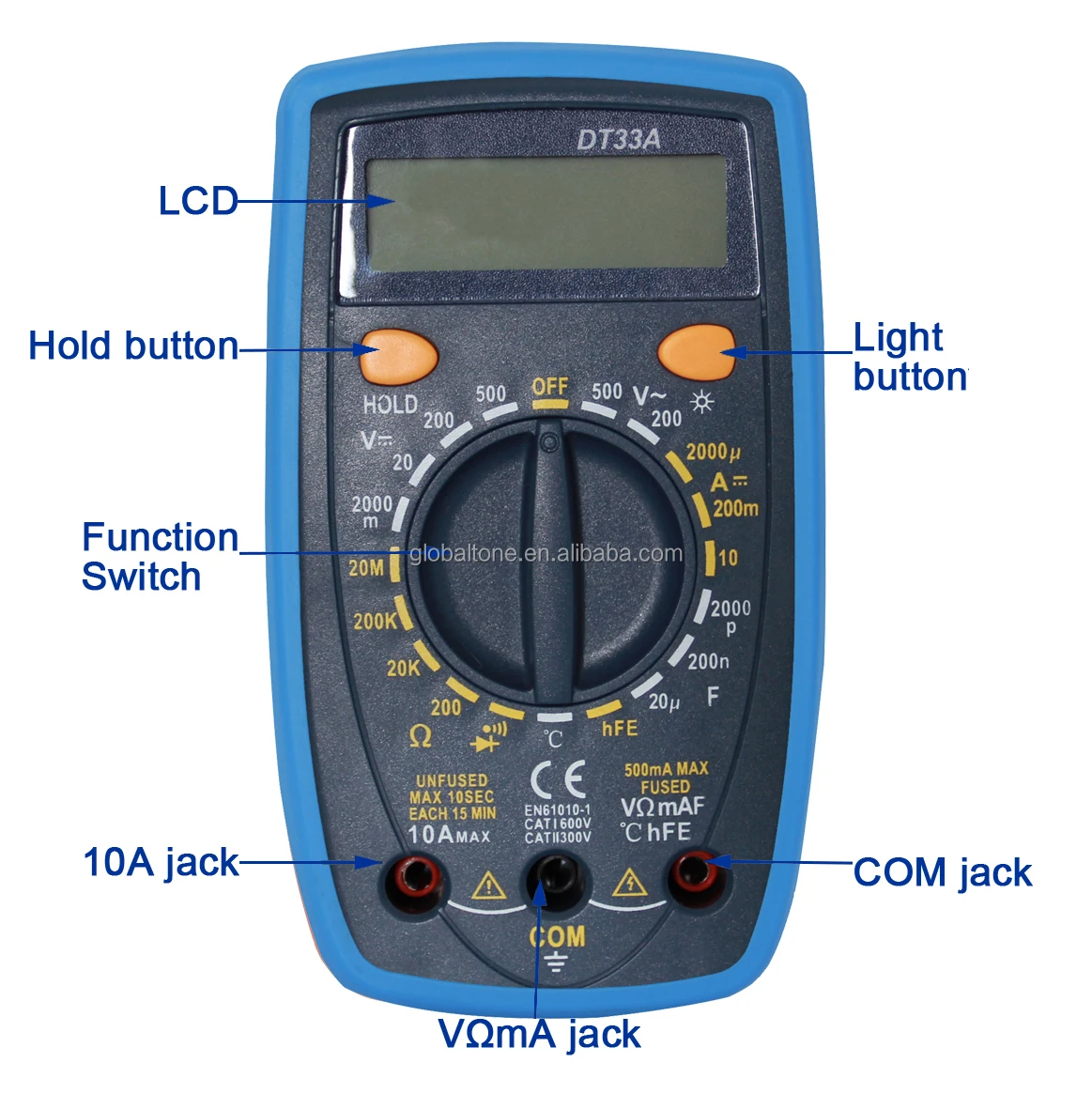 Capacitance And Temperature Test Digital Multimeter Dt33a With Blue ...