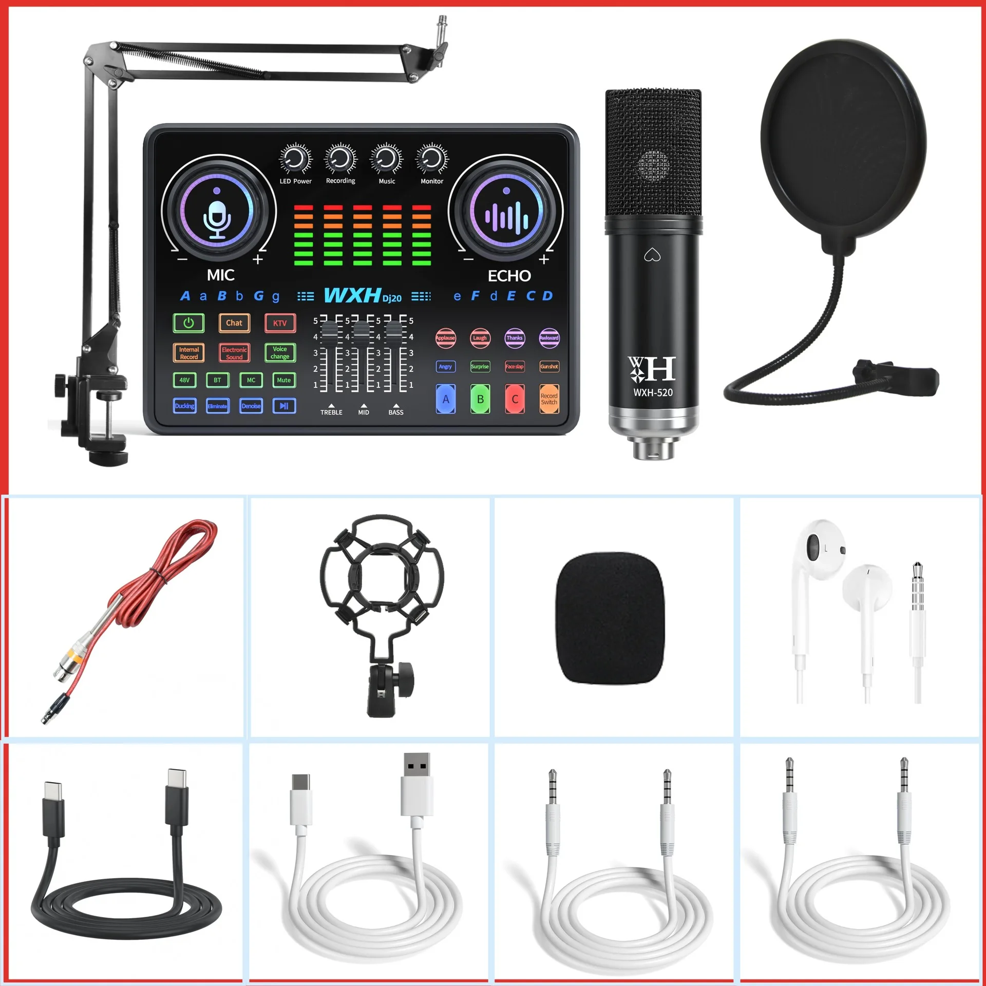 2024 48V Sound Card Full Set for Podcasting & Live Streaming