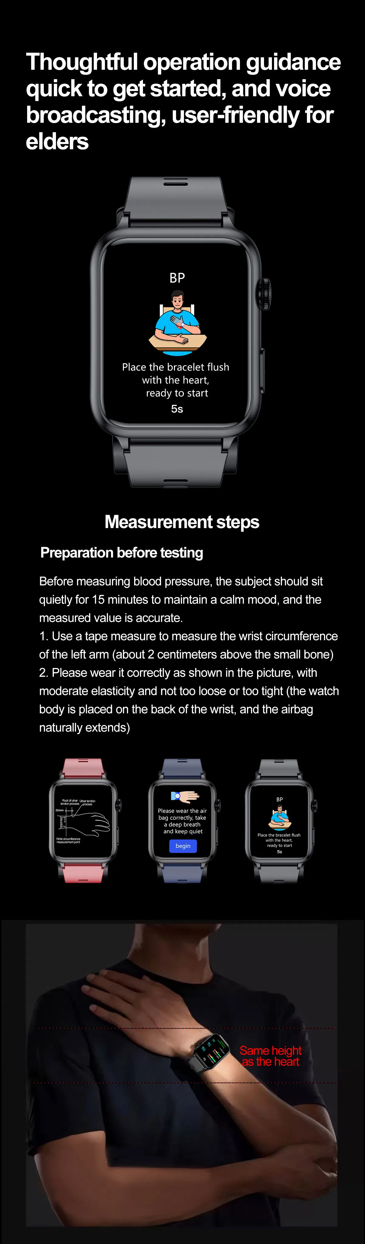 Smart Watch with ECG, Blood Pressure, and Heart Rate