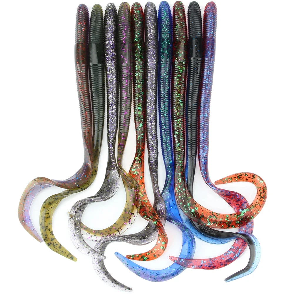 Spinpoler Soft Big Long Tail Worm Lure 8" 10" Sinking Soft Fishing ...