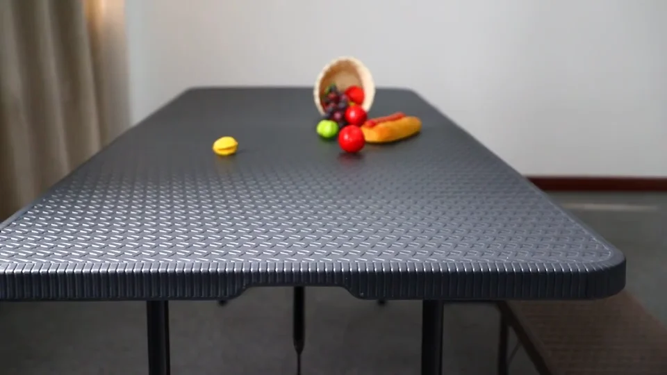 6ft Center Foldable 3 Piece Patio Bistro Party Black Plastic Rattan ...