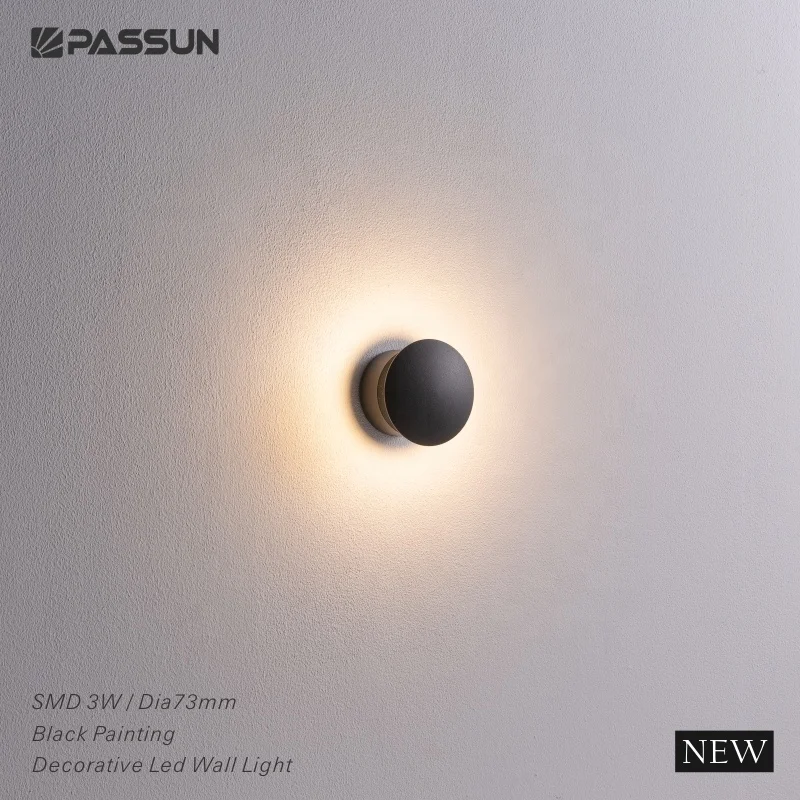 Aluminium White Painted 3w Small Led Wall Light Round Shaped Wall Lamps ...