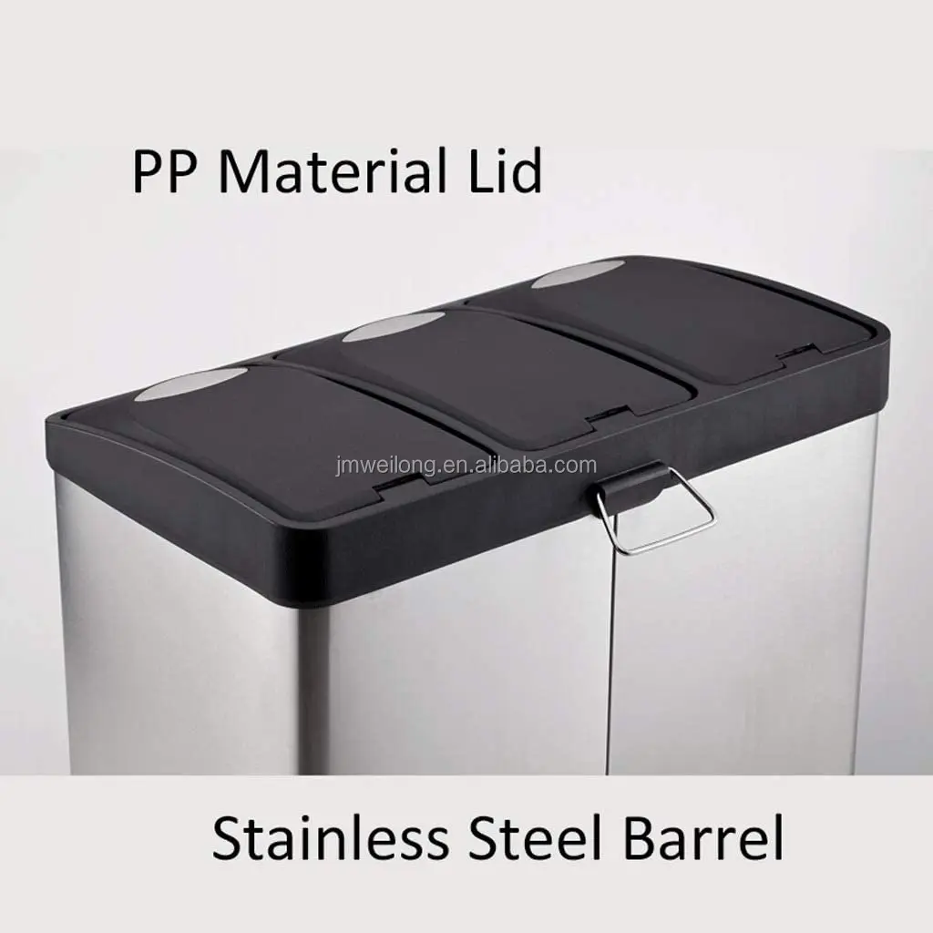 45L 3 Compartments Home Garbage Bin - Recycling Collector