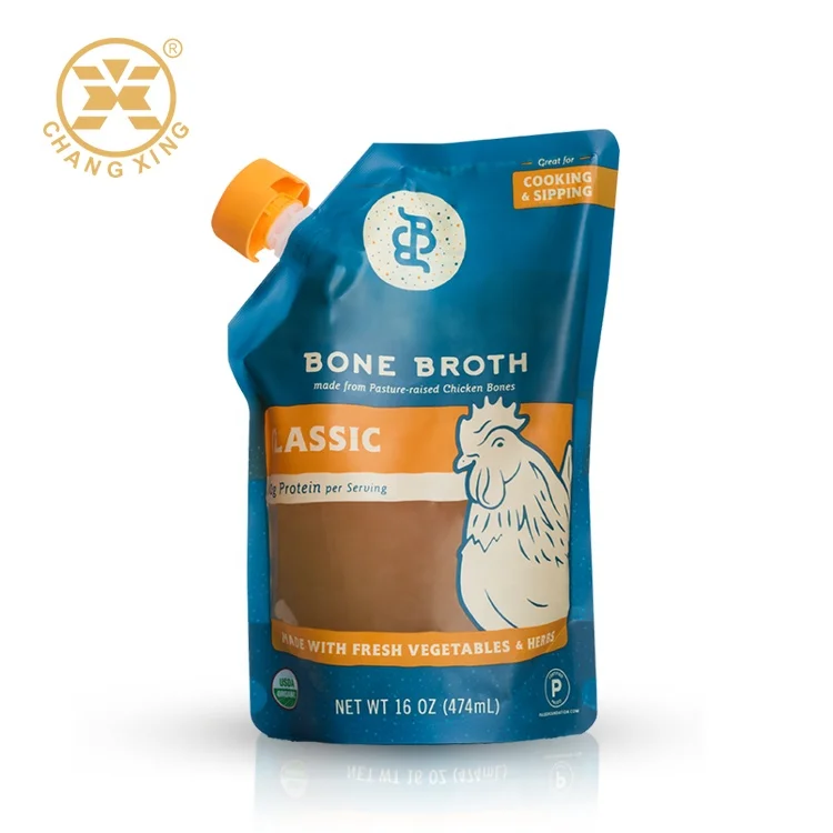 Fresh Broth Chicken Beef Bone Broth Packaging Spout Pouch Bag Reusable ...