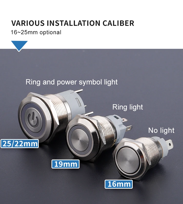 19mm Metal Waterproof Momentary Push Button Switch 12vdc Spst 1no Round ...