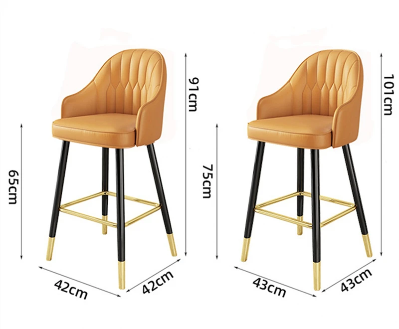Modern Luxury Metal Leg High Stool Circular Pu Leather Bar Chair - Buy ...