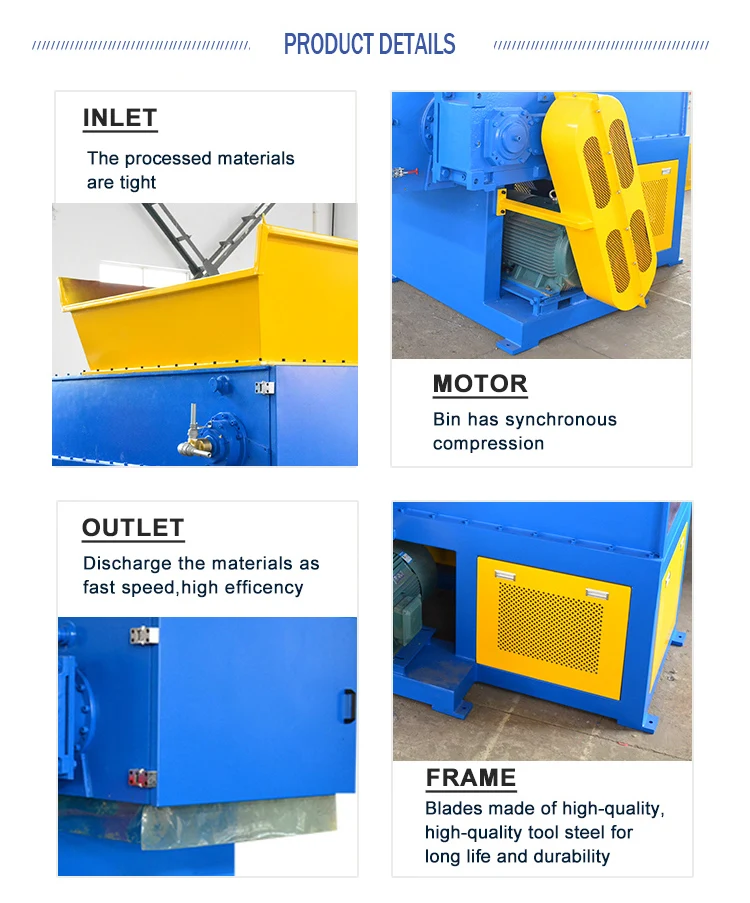 Single Shaft Shredder Solid Steel Rotor With Multi-edge Tool Steel ...