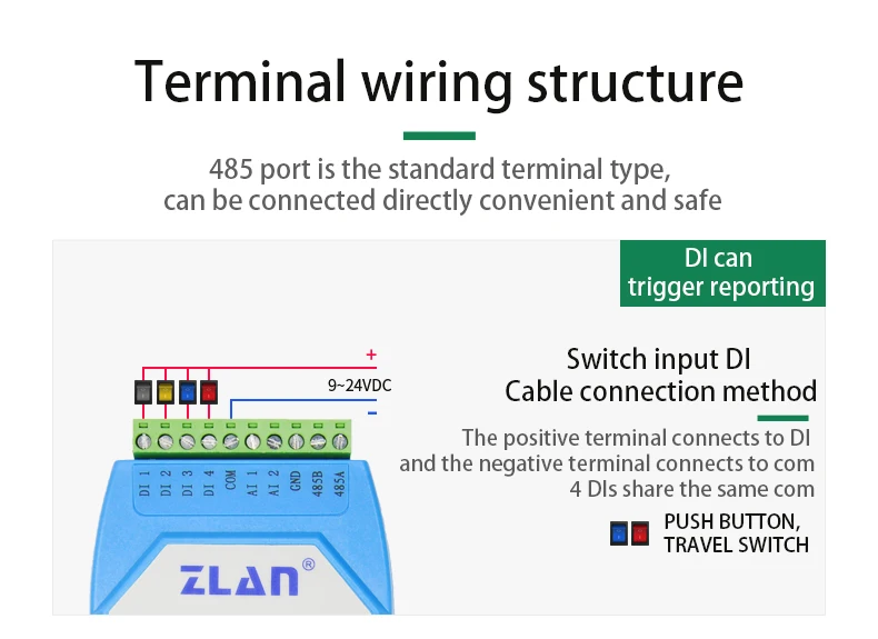 RS485 modbus RTU module Analog Digital input 2 AI 4 DI 4 DO modbus io ...