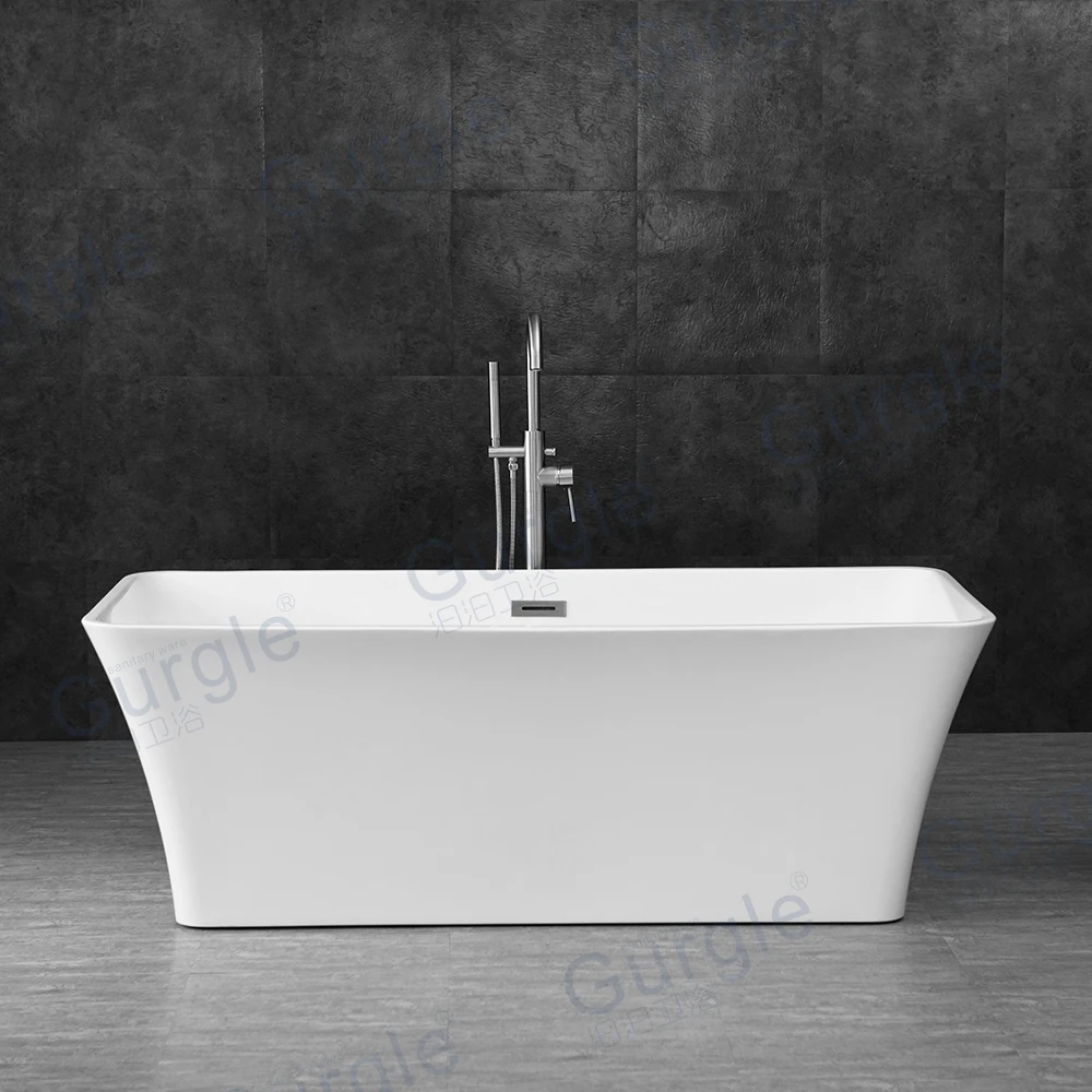 1.7m Acrylic Freestanding Bathtub Simple Design Rectangular Single ...