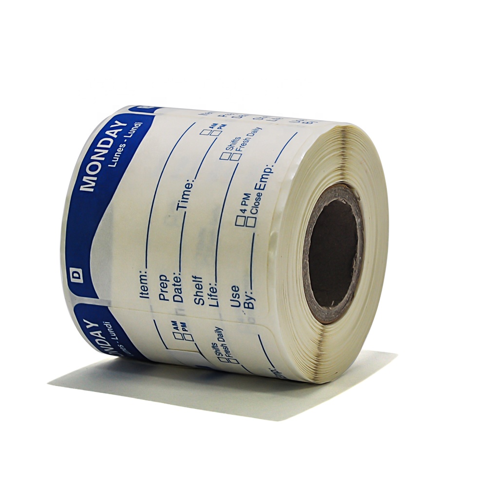 2x2 Inch Code Of Day The Week Food Safety Labels Dissolvable Labels For ...