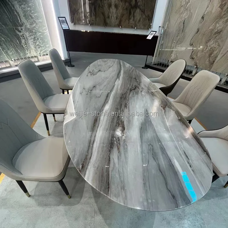 Egg Shape Dining Table - Blue Marble Palissandro Top