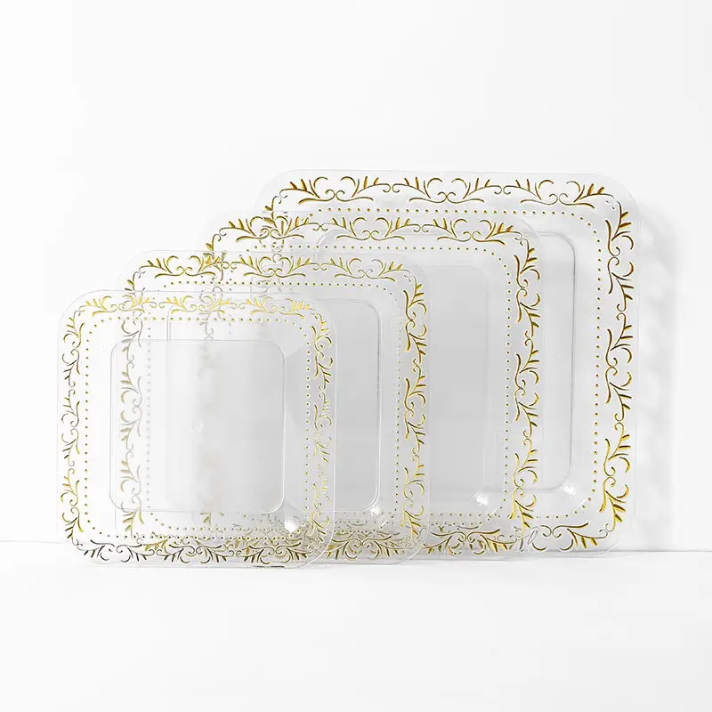 Smooth Rim Square Clear Food Plates Wedding Party Plastic Plates Clear ...