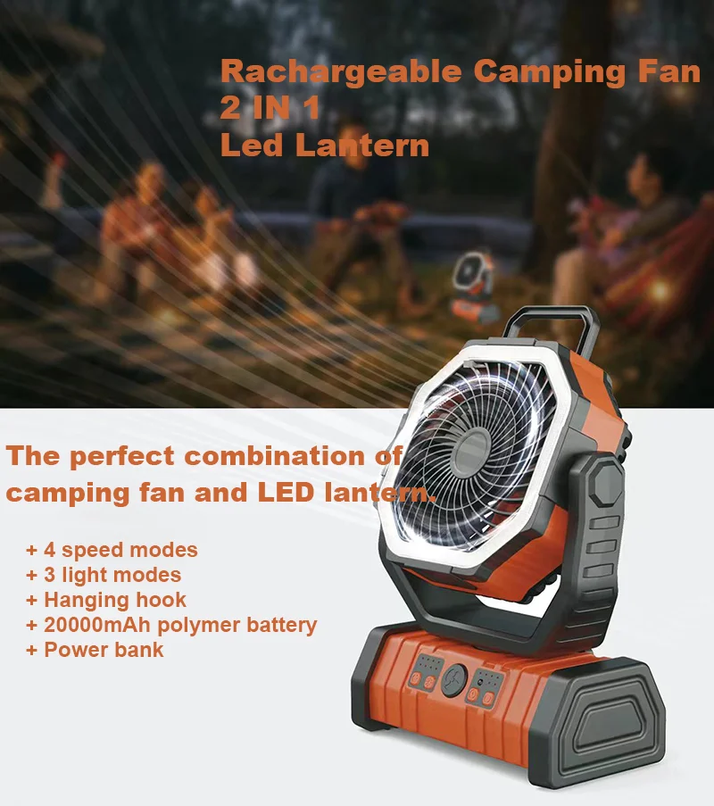 Rechargeable Outdoor Camping Fan - High Efficiency Cooling