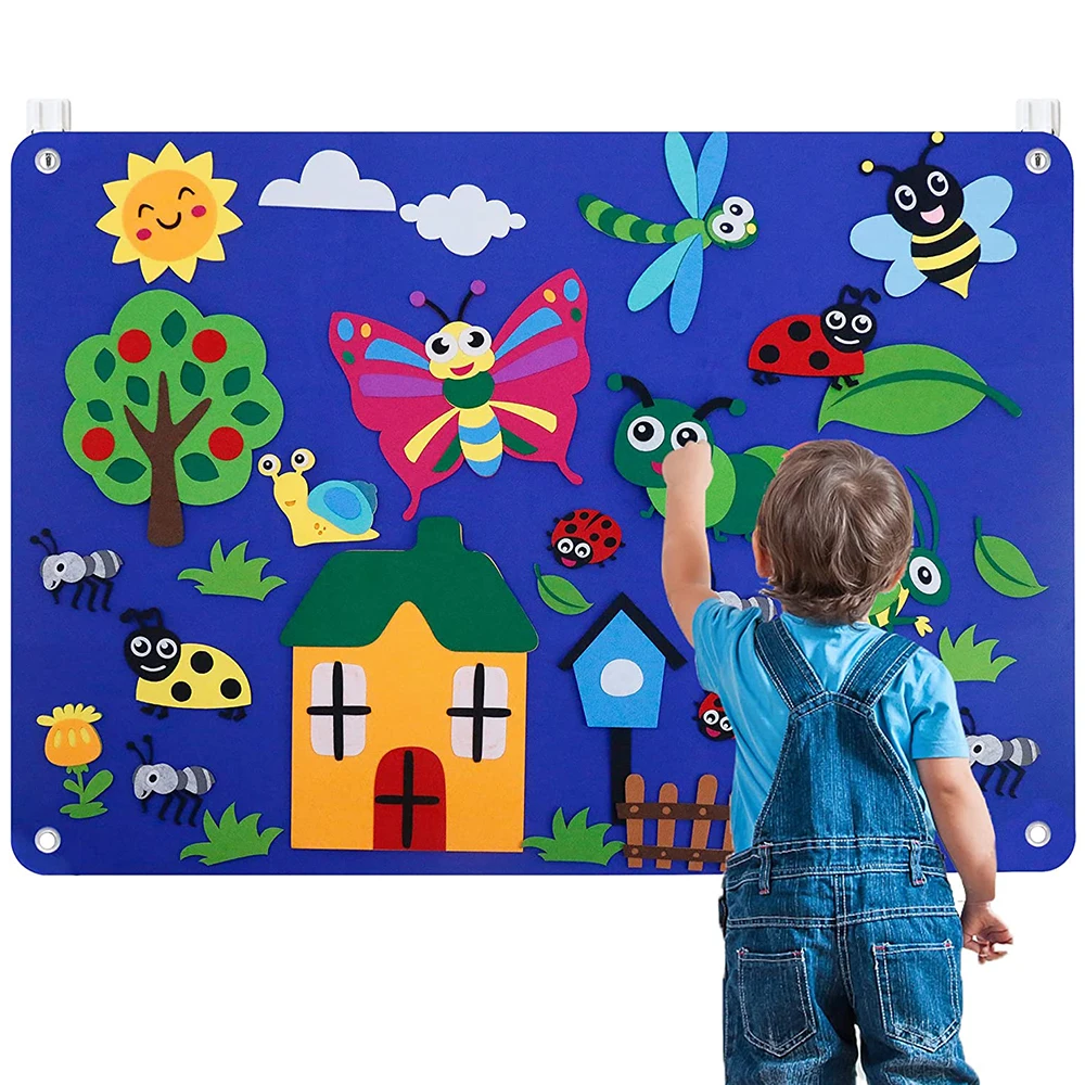 Preschool Sensory Wall Insects & Bugs Teaching Flannel Felt Story Board ...