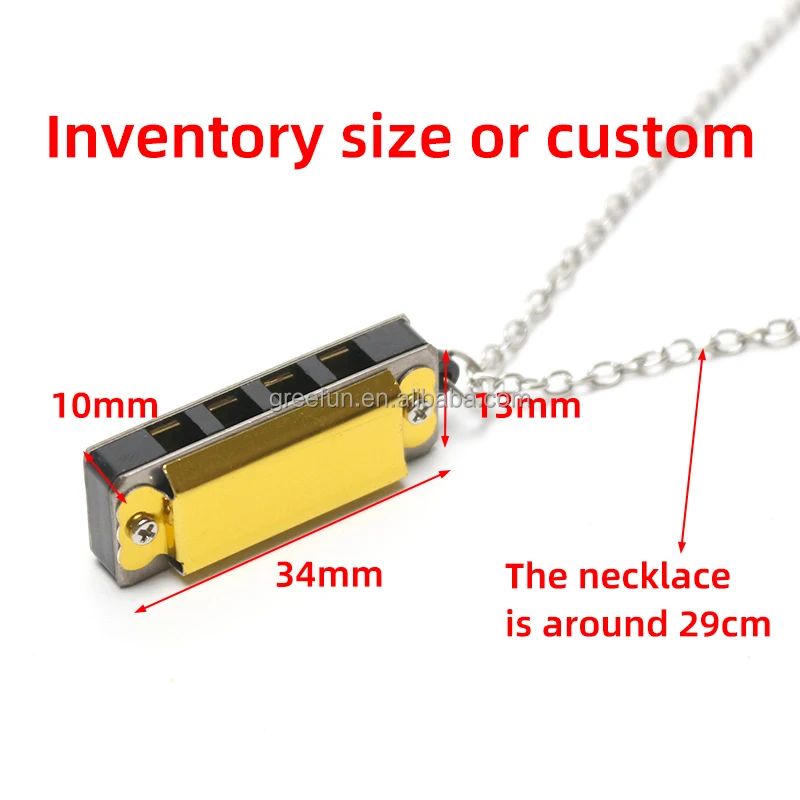 4 Hole 8 Tone Metal Mouth Organ Metal Necklace Harmonica Musical ...