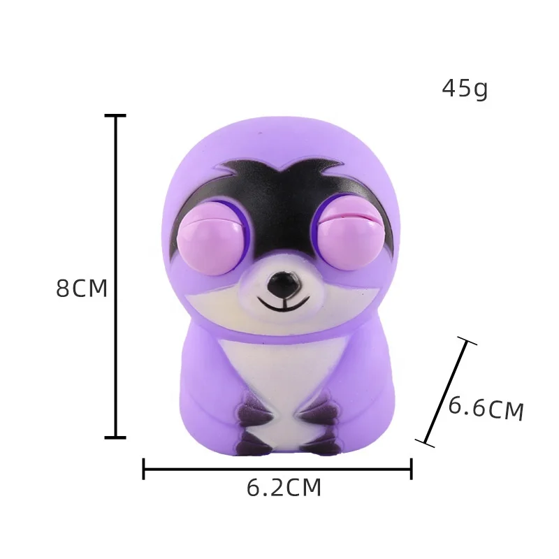 8cm Cute Sloth Animals With Pop Out Eyes Fun Squeeze Stress Relief Toys ...