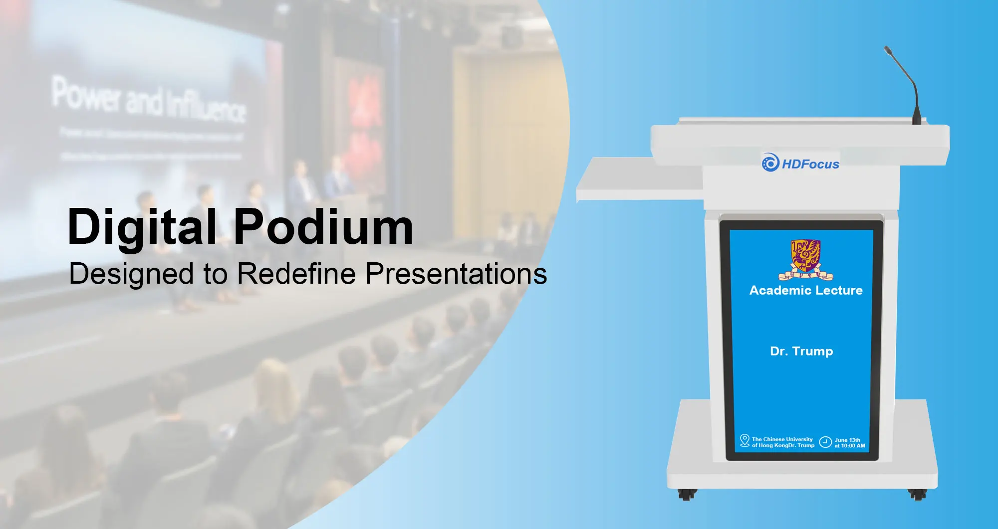 Height Adjustable Digital Smart Podium with HD Screen and Gooseneck ...