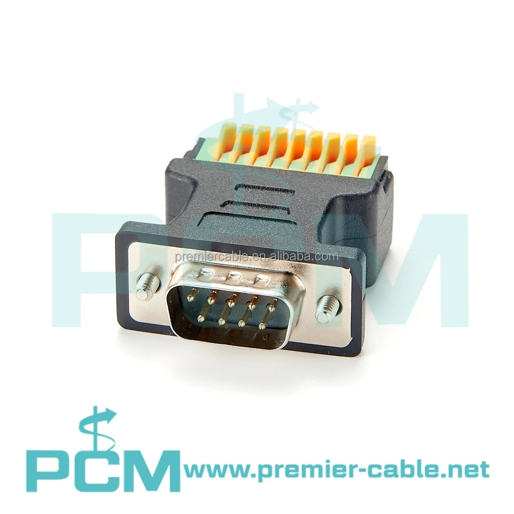 DB9 Male to 9-Pin Terminal Block Adapter - RS232 Converter