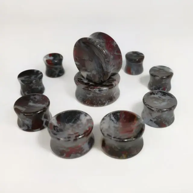 Mookaite Natural Stone Concave Plug Double Flared Ear Gauge Saddle Plug ...