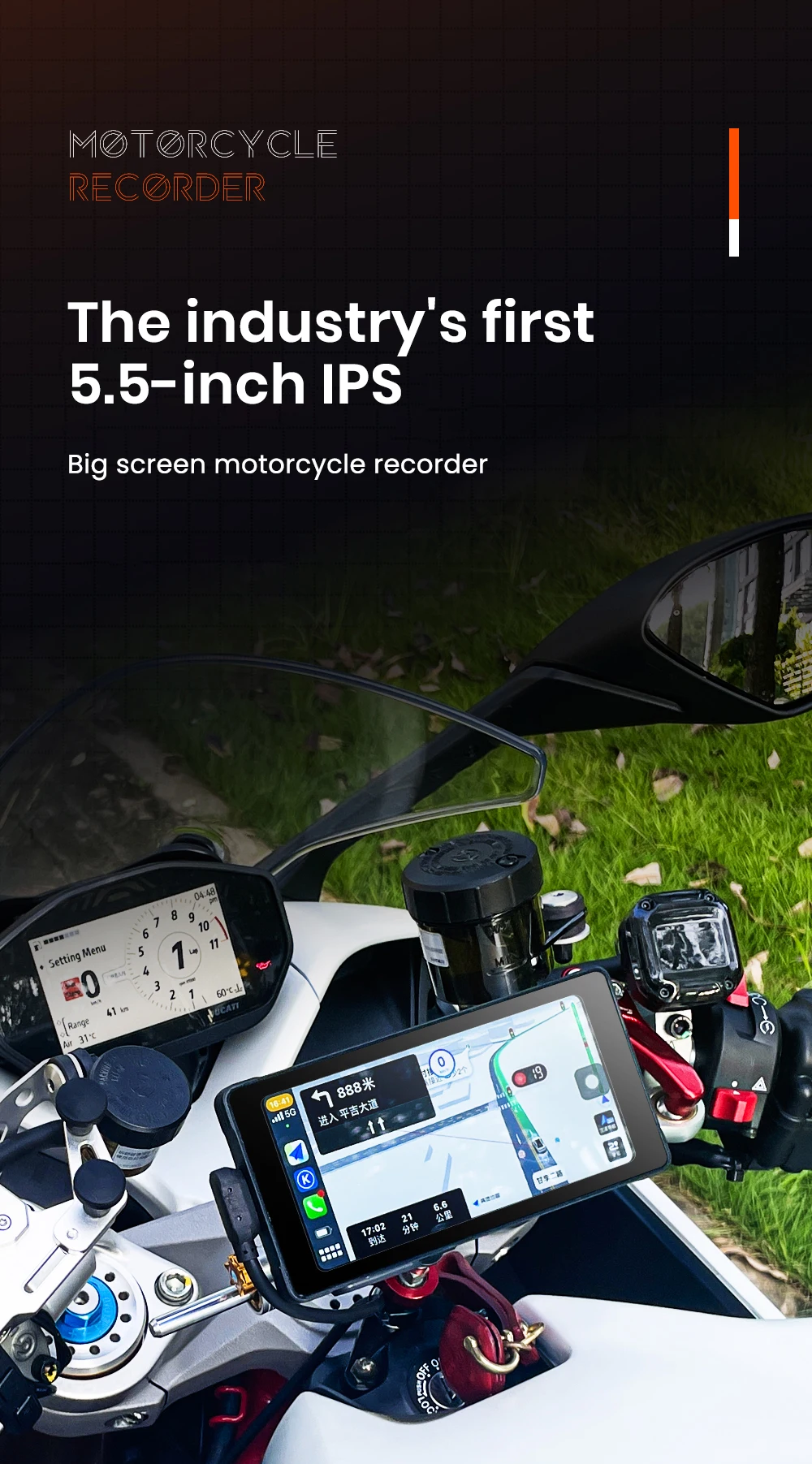 Motorcycle Gps With Carplay Display Wireless Carplay Monitor Android ...